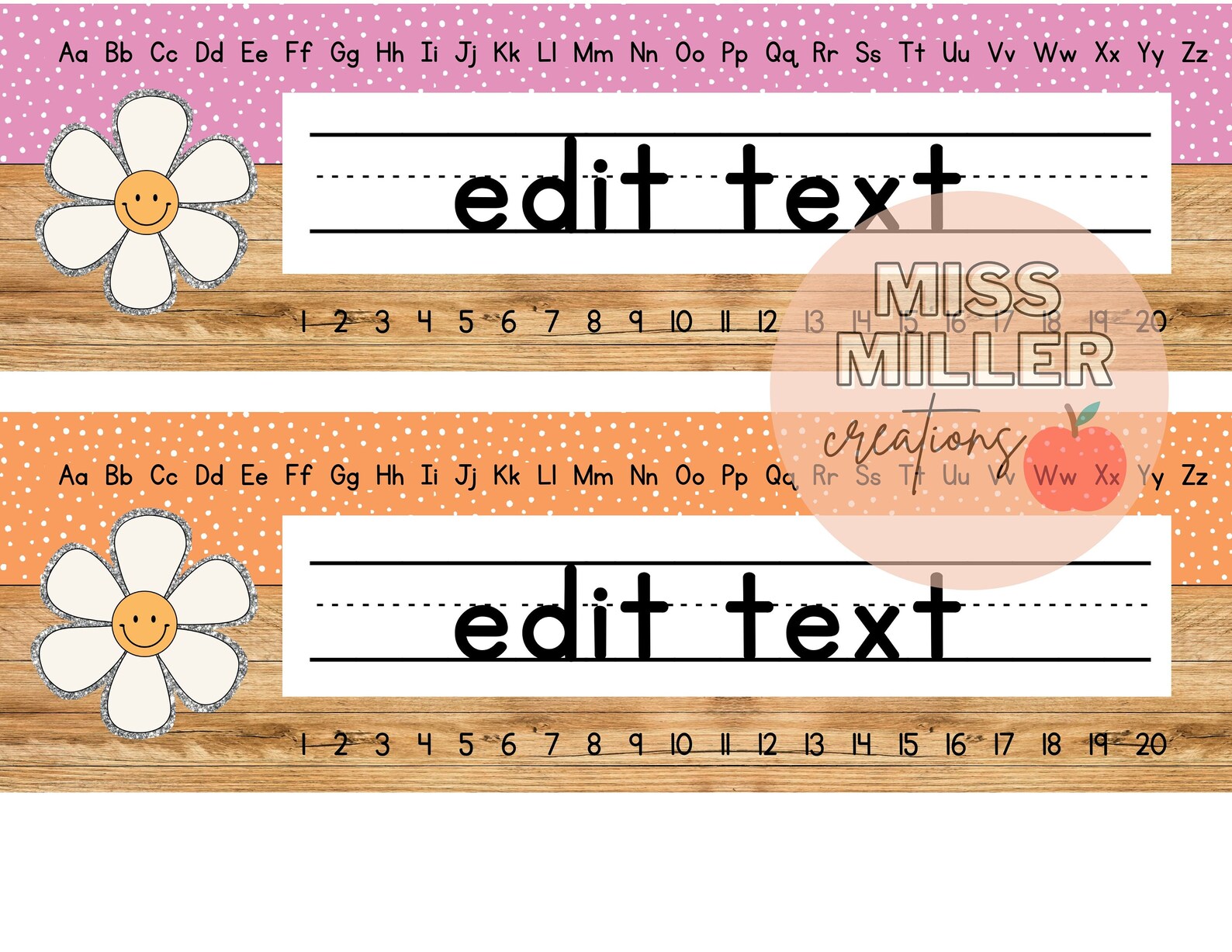 Groovy Glitter Desk Plates editable - Etsy