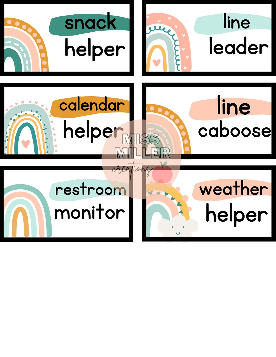 Modern Boho Rainbow Classroom Jobs Display editable - Etsy