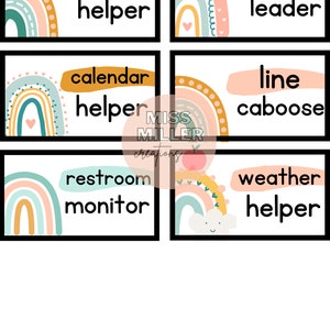 Modern Boho Rainbow Classroom Jobs Display [editable] - Etsy