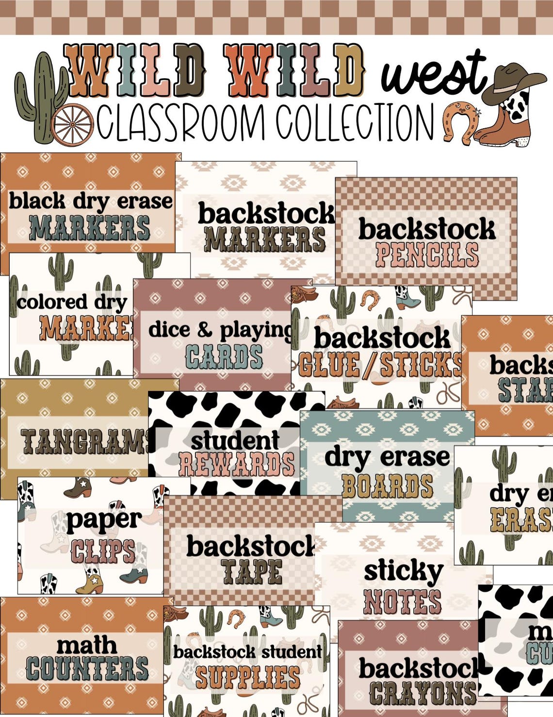 Wild Wild West Classroom Supply Labels - Etsy