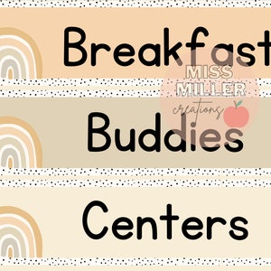 Neutral Boho Rainbow Classroom Schedule [editable] - Etsy