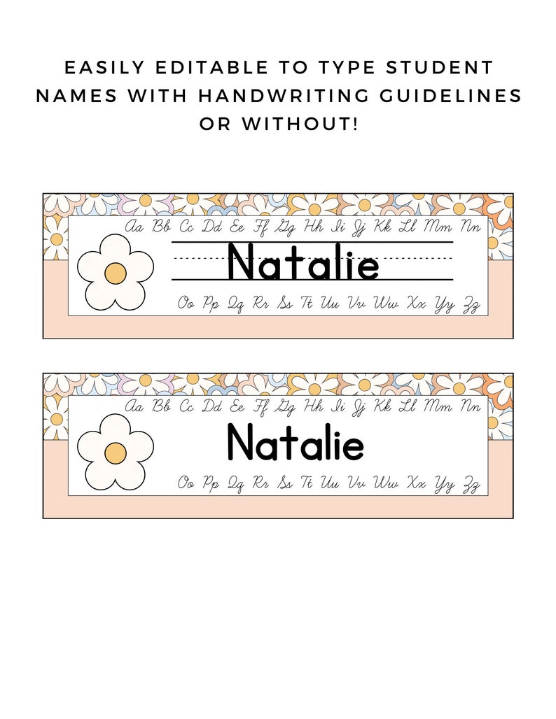 Daisy Dreams Desk Plates [editable] - Etsy