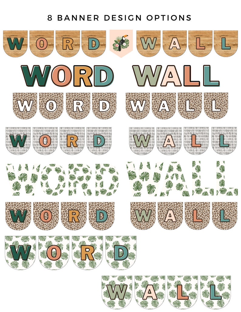 Boho Tropics Word Wall [editable] - Etsy
