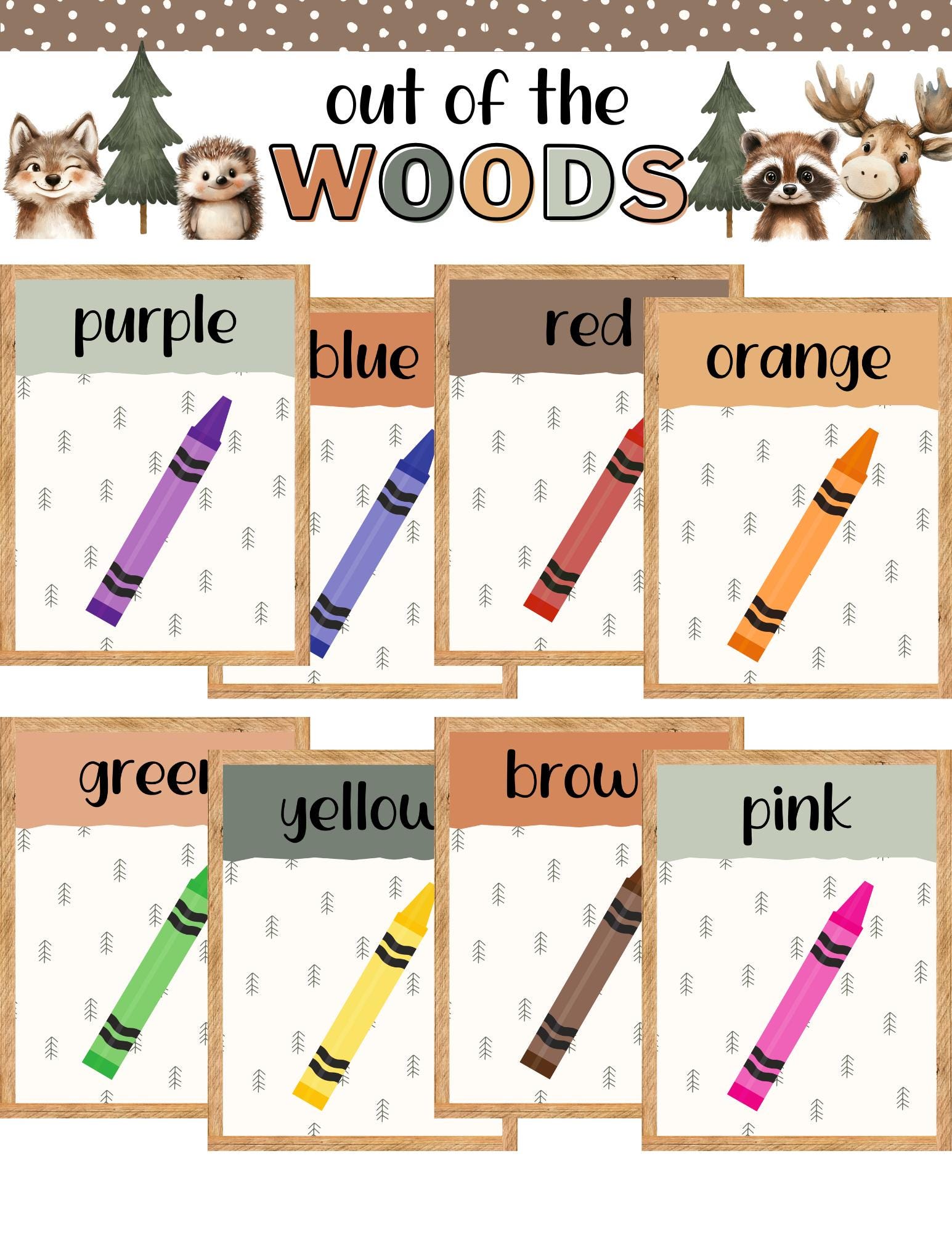Out of the Woods Classroom Color Posters [EDITABLE] - Etsy