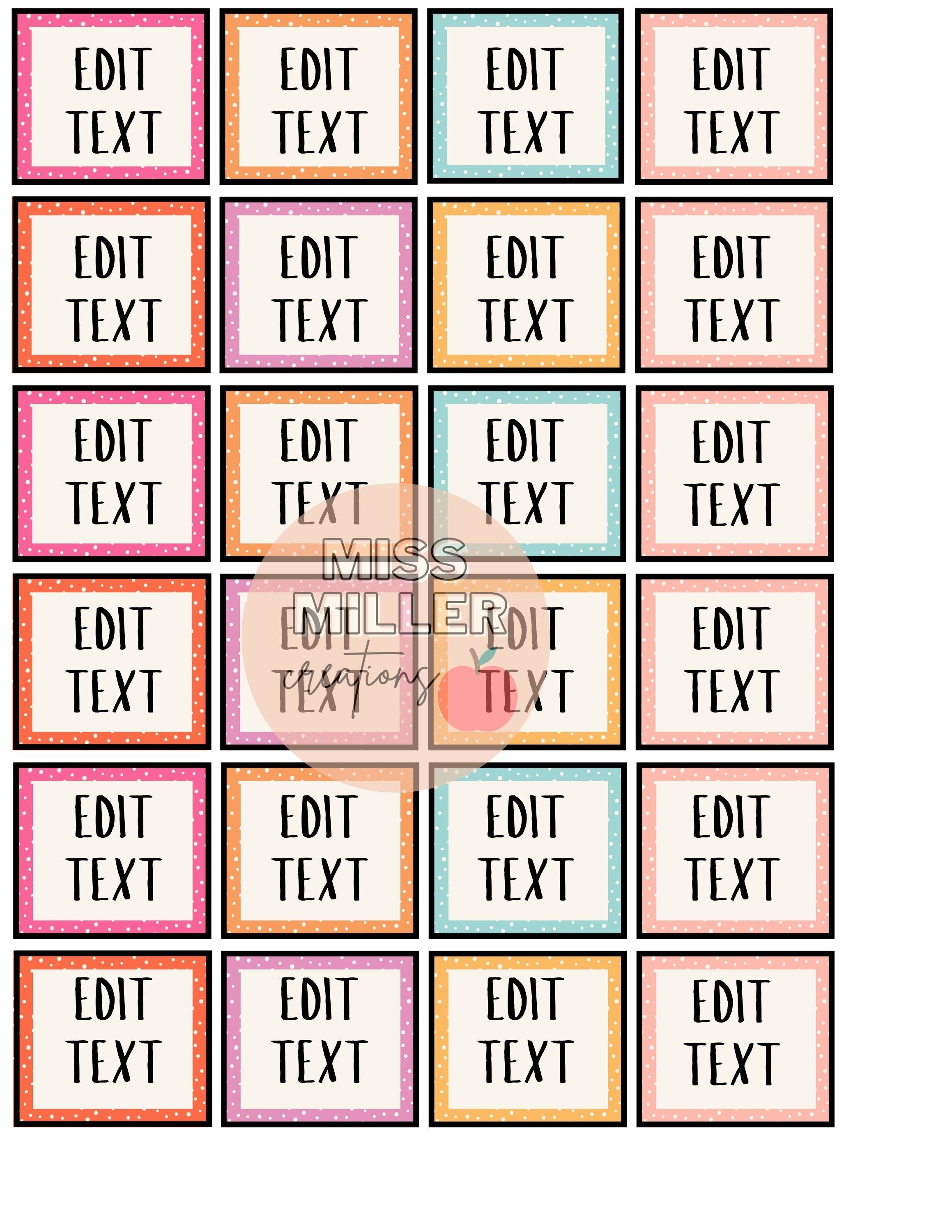 Groovy Glitter Teacher Toolbox Labels editable - Etsy