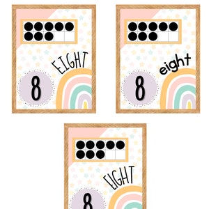 Pastel Boho Rainbow Classroom Number Posters - Etsy