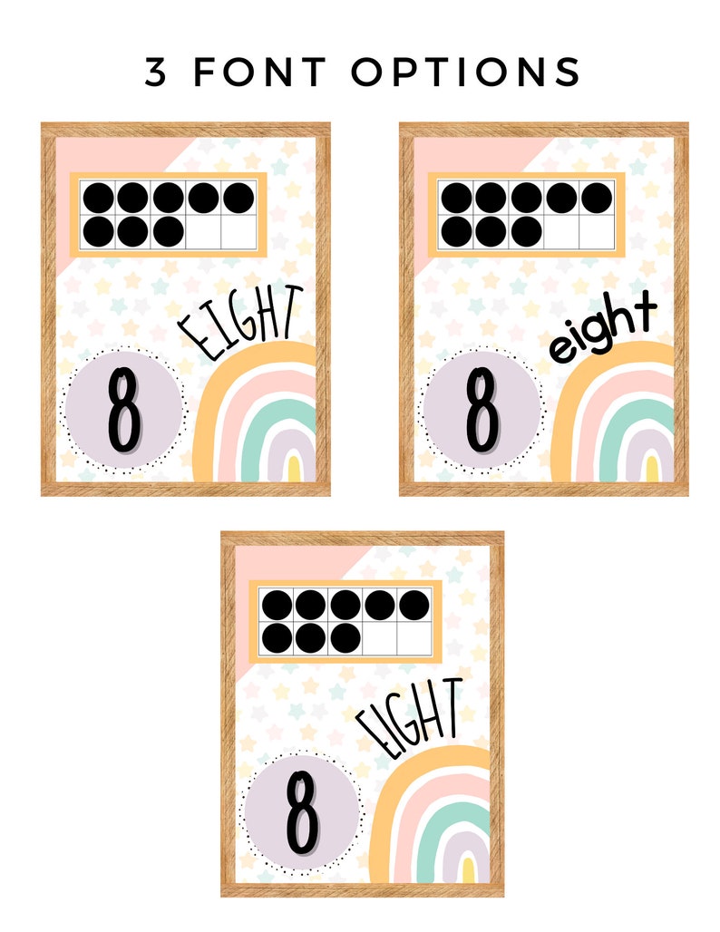 Pastel Boho Rainbow Classroom Number Posters - Etsy