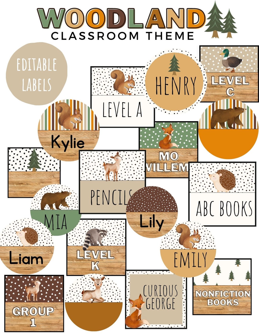 Woodland Classroom Labels [editable] - Etsy