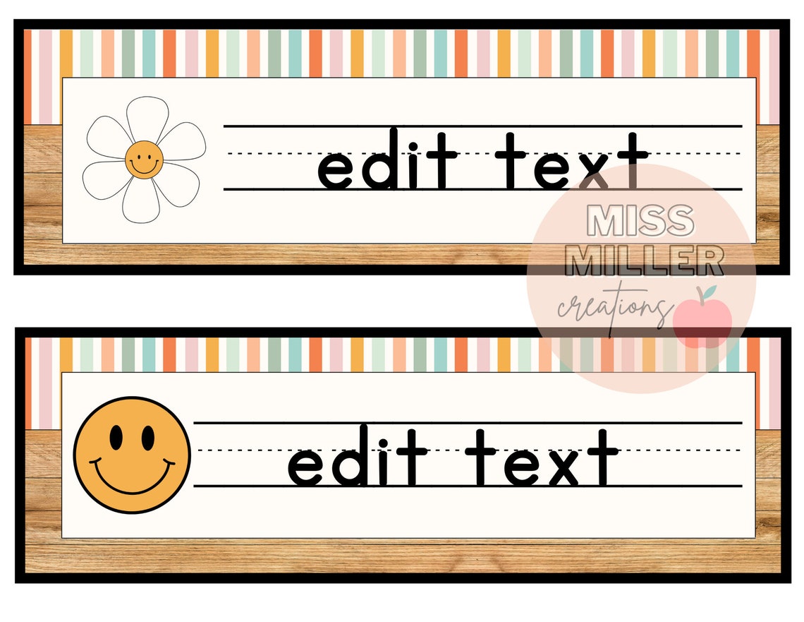 Groovy Boho Desk Plates [editable] - Etsy