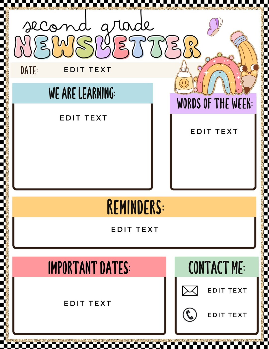 Groovy Back to School Newsletter [editable] - Etsy