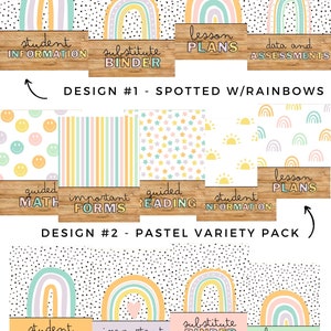 Pastel Boho Rainbow Binder Covers [editable] - Etsy