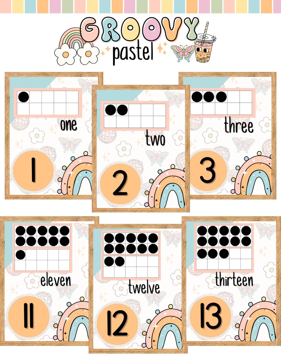 Groovy Pastel Classroom Number Posters - Etsy