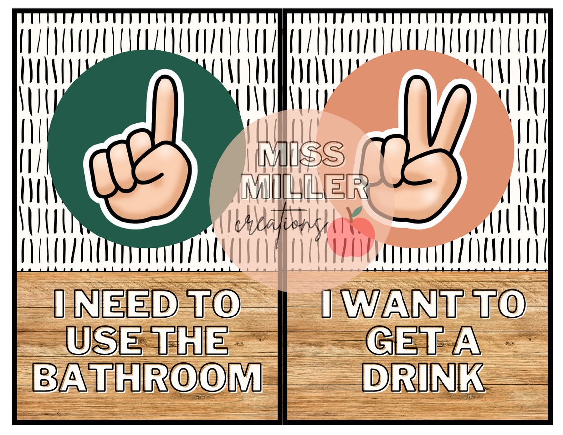 Boho Tropics Hand Signals Classroom Posters editable - Etsy
