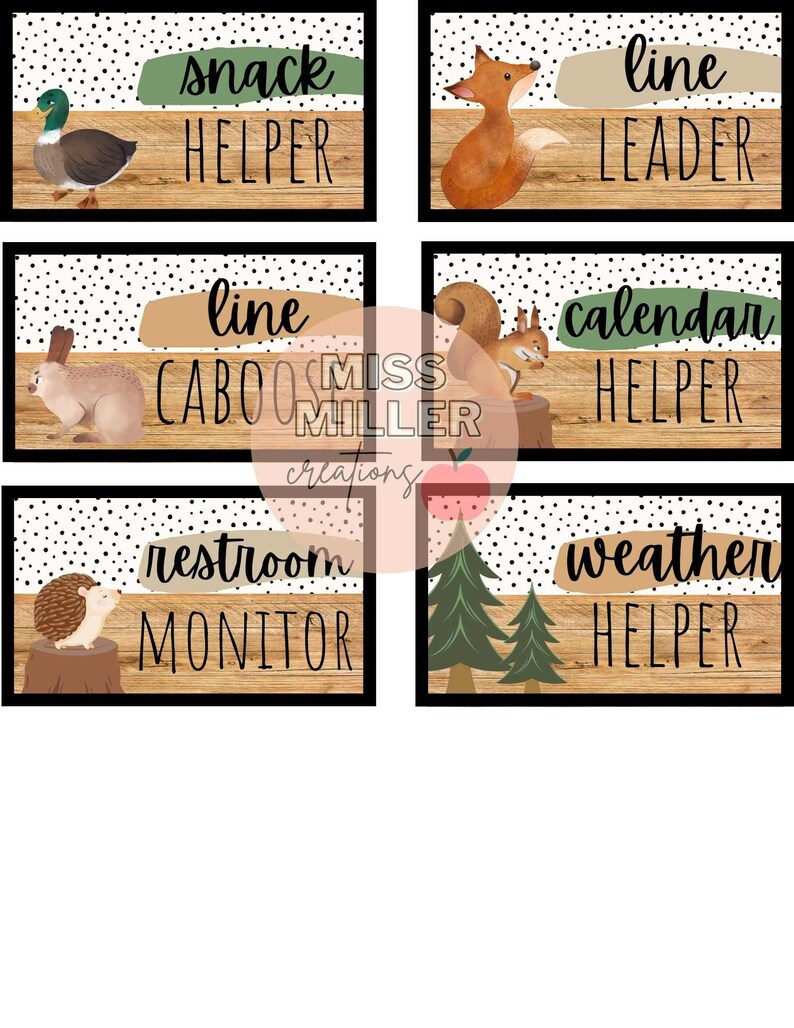 Woodland Classroom Jobs Display editable - Etsy