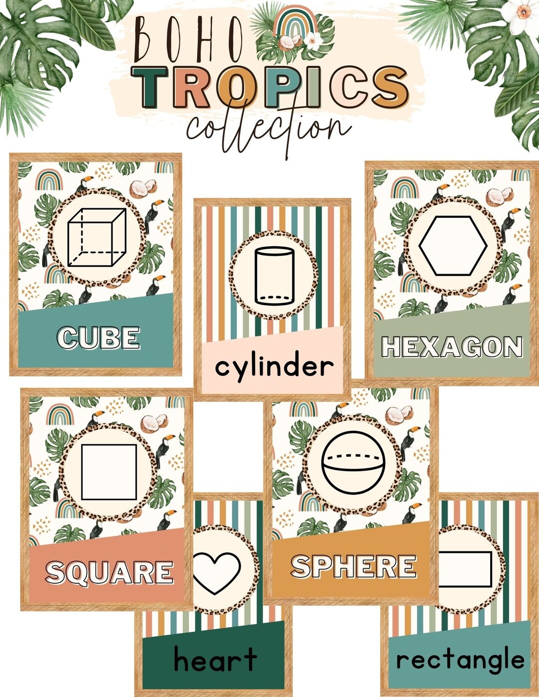 Boho Tropics Classroom Shape Posters - Etsy