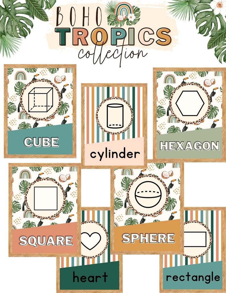 Boho Tropics Classroom Shape Posters - Etsy