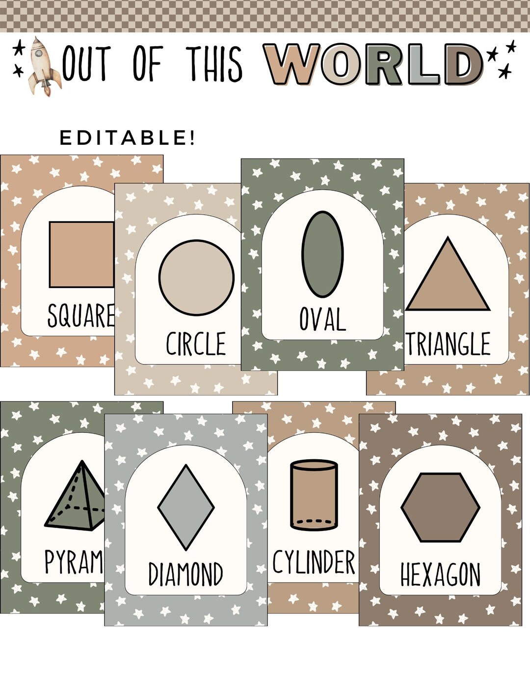 Out of This World Classroom Shape Posters [EDITABLE] - Etsy