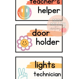 Retro Rainbow Class Jobs Display [editable] - Etsy