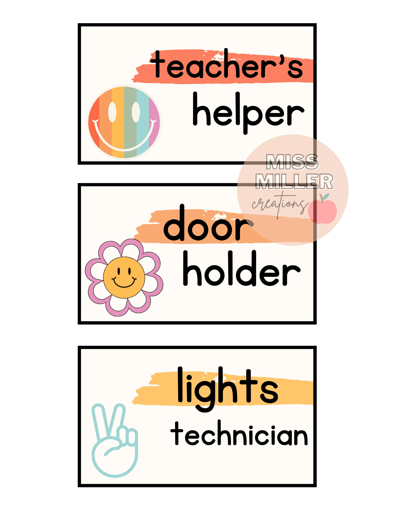 Retro Rainbow Class Jobs Display [editable] - Etsy