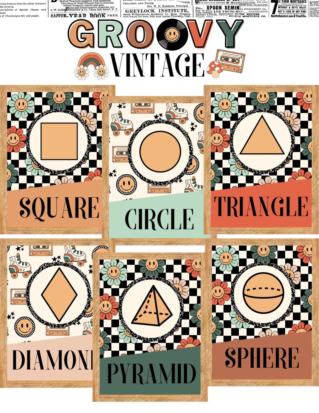 Groovy Vintage Classroom Shape Posters - Etsy