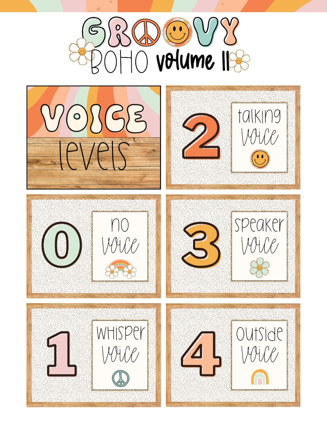 Groovy Boho Volume II Voice Level Classroom Posters - Etsy