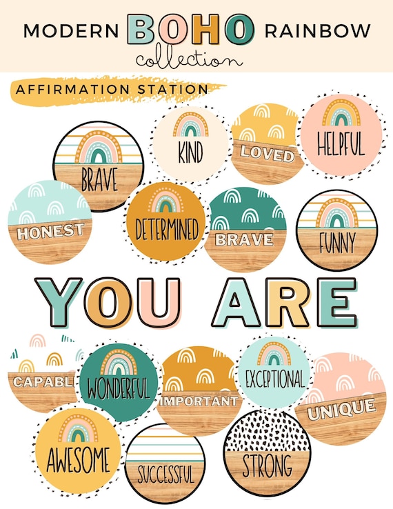 Modern Boho Rainbow Affirmation Station - Etsy