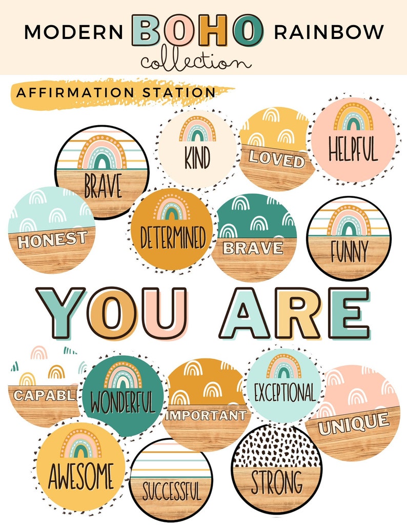 Modern Boho Rainbow Affirmation Station - Etsy