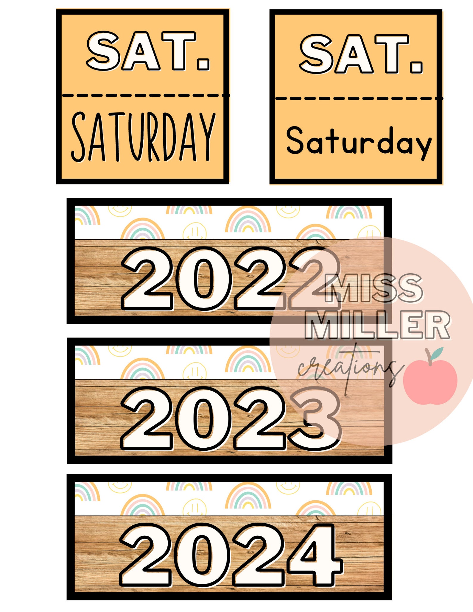 Pastel Boho Rainbow Classroom Calendar editable Features - Etsy Canada