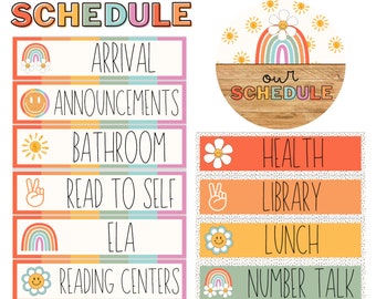 Boho Rainbow EDITABLE Schedule Cards Rainbow Classroom Decor Theme Boho ...
