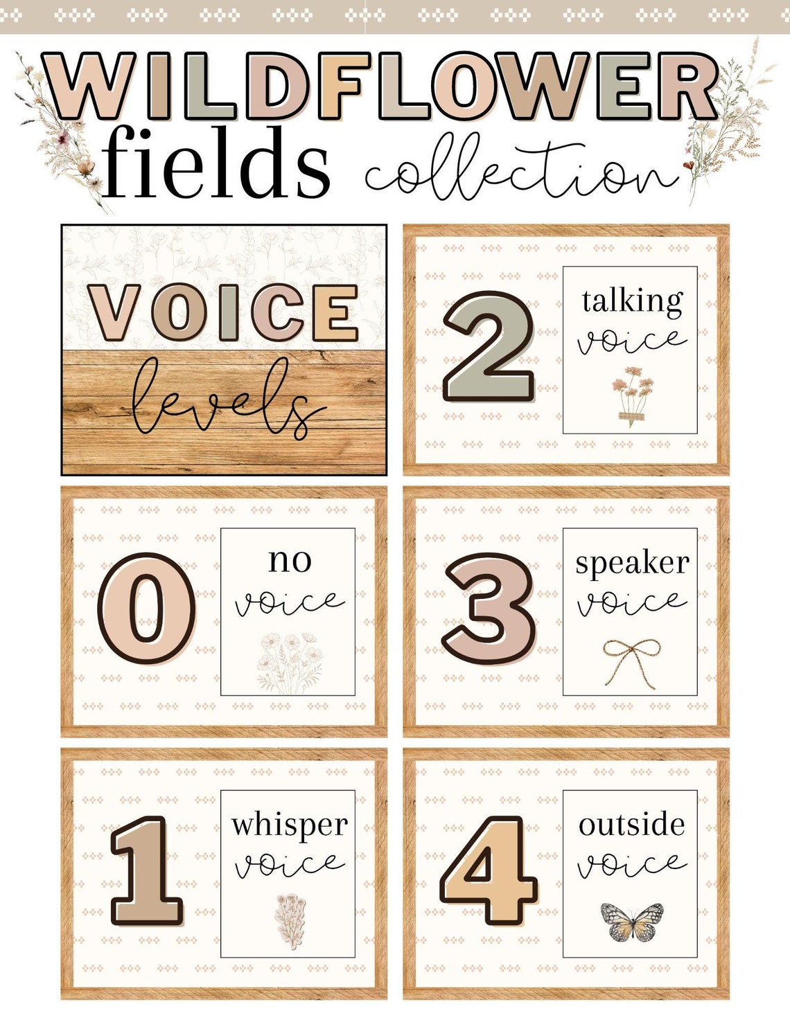 Wildflower Fields Voice Level Classroom Posters - Etsy