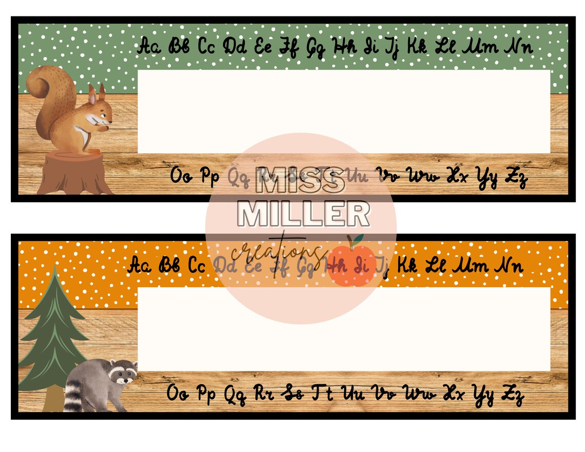 Woodland Desk Plates/name Tags editable - Etsy