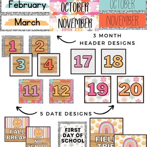 Groovy Glitter Classroom Calendar - Etsy