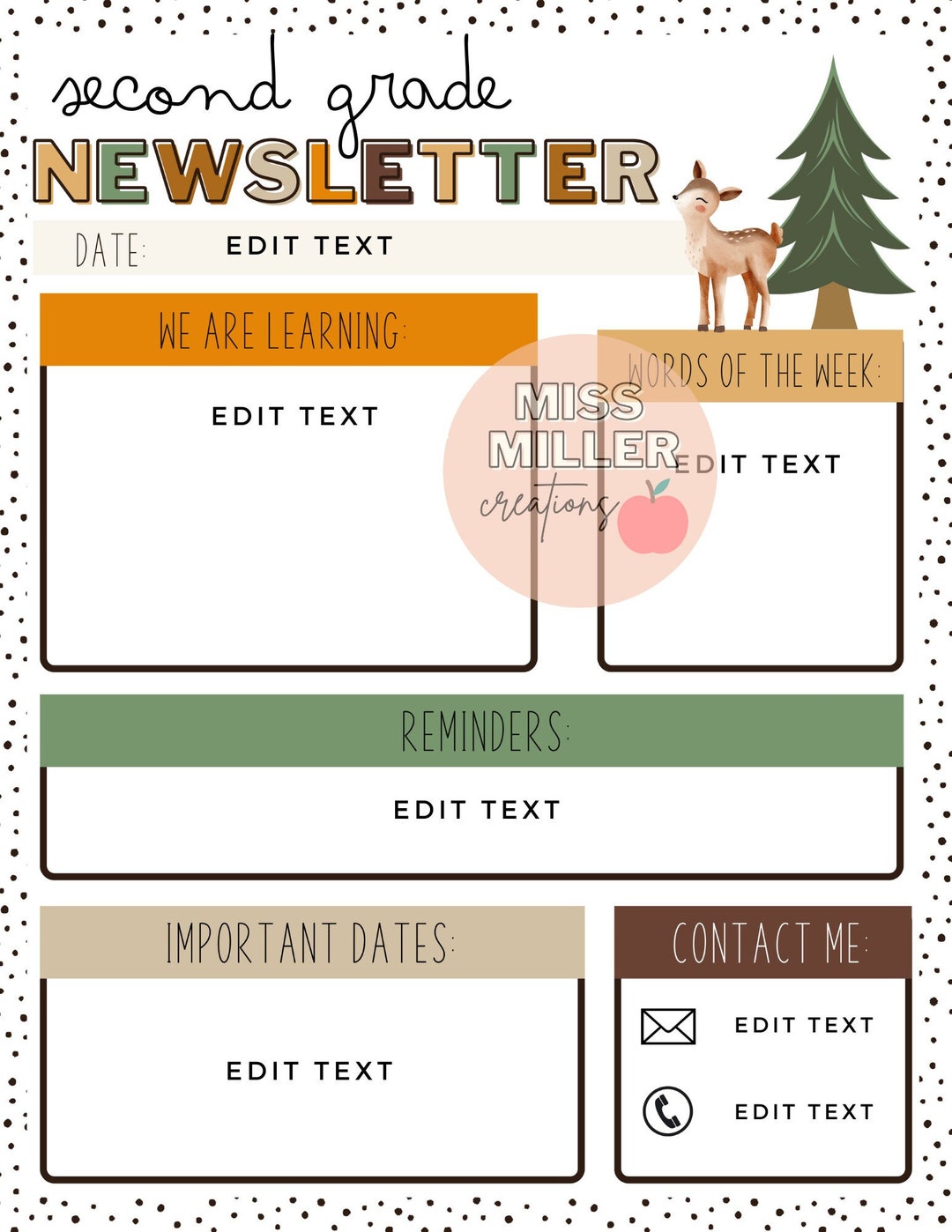 Woodland Newsletter [editable] - Etsy