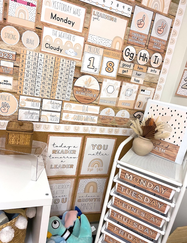 Neutral Boho Rainbow Complete Classroom Collection - Etsy