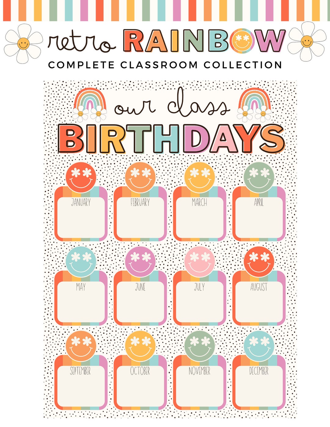 Retro Rainbow Class Birthday Poster Digital Download - Etsy