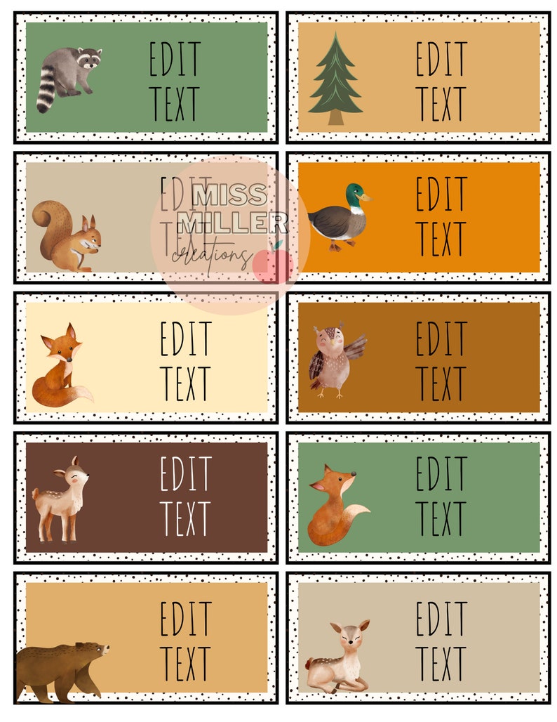 Woodland Teacher Toolbox Labels [editable] - Etsy