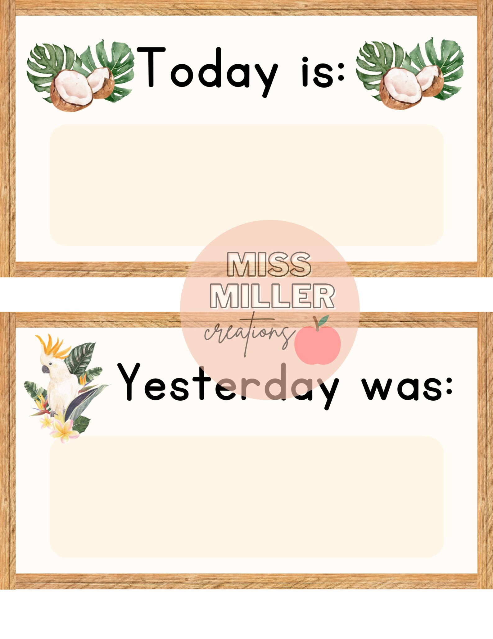 Boho TROPICS Classroom Calendar editable Features - Etsy