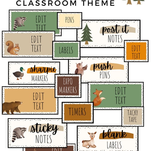 Woodland Teacher Toolbox Labels editable - Etsy