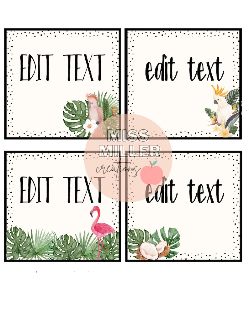 Boho Tropics Classroom Labels editable - Etsy