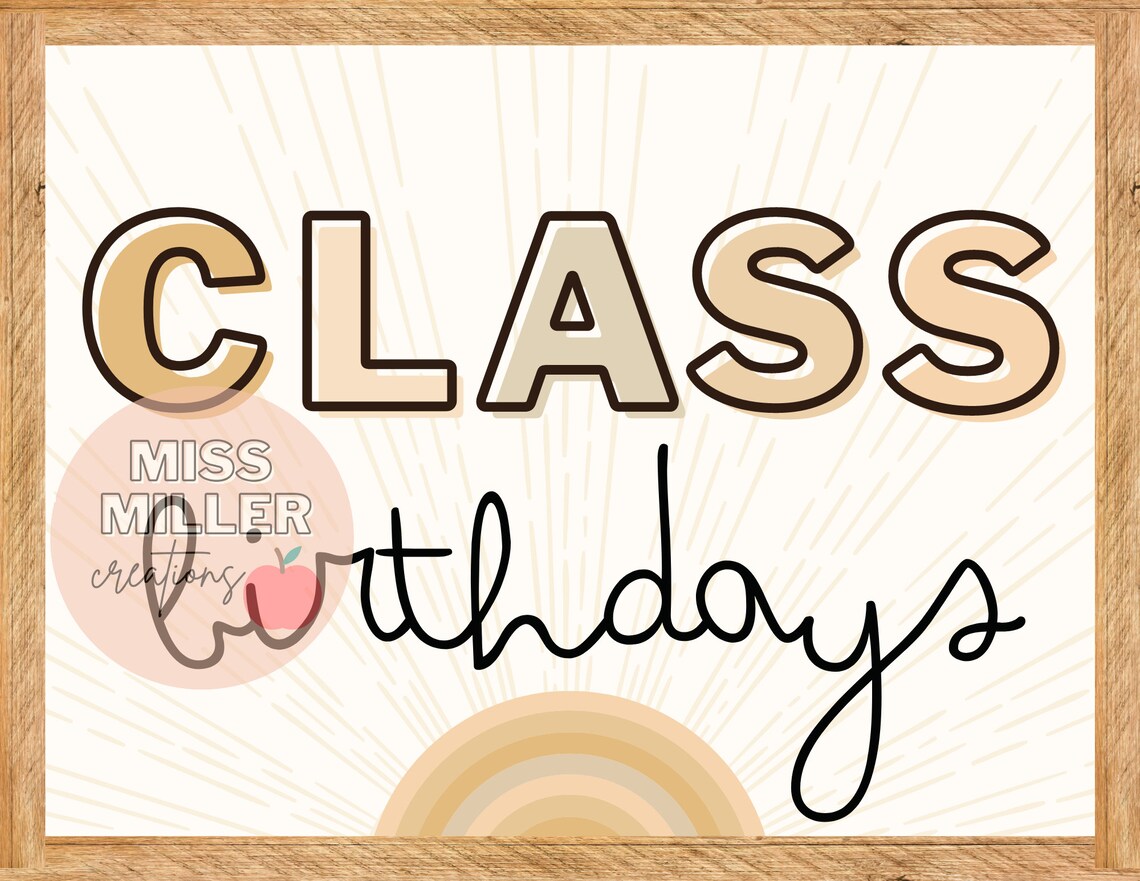 Neutral Boho Rainbow Class Birthday Display editable - Etsy