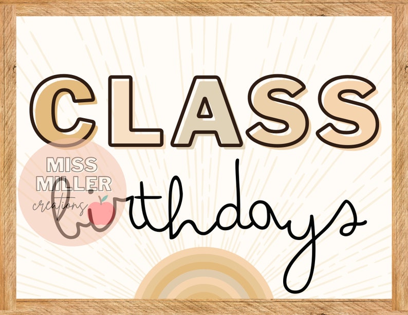 Neutral Boho Rainbow Class Birthday Display editable - Etsy