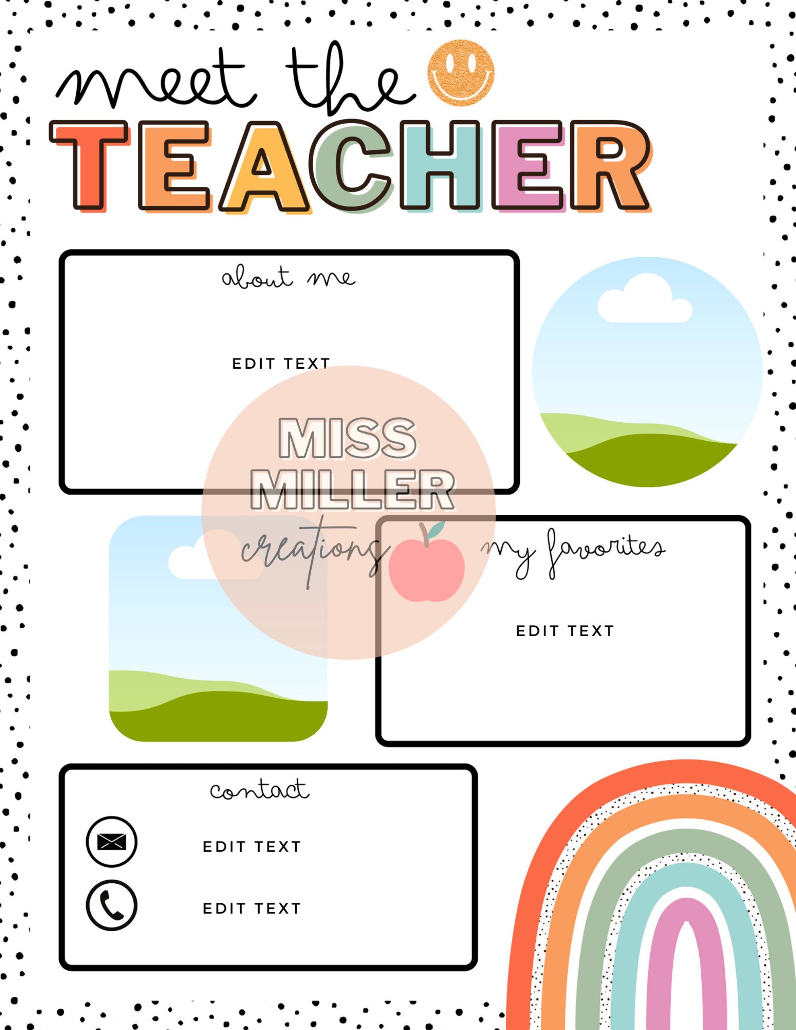 Retro Rainbow Meet the Teacher Template - Etsy