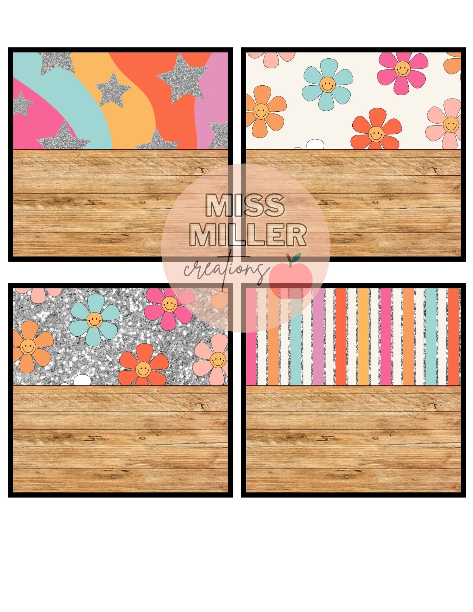 Groovy Glitter Classroom Labels editable - Etsy