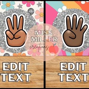 Groovy Glitter Hand Signals Classroom Posters [editable] - Etsy