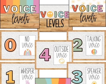 90s Retro Rainbow Editable Signs and Labels Name Tags Voice Level ...