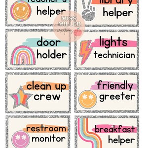 Groovy Glitter Class Jobs Display [editable] - Etsy