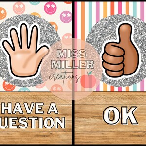 Groovy Glitter Hand Signals Classroom Posters [editable] - Etsy
