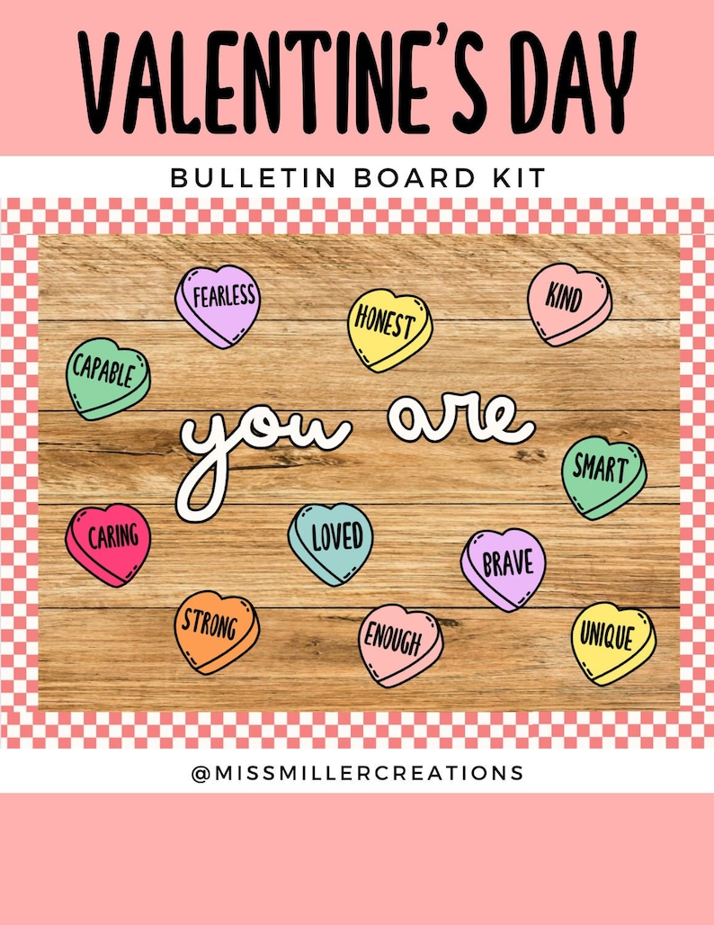 Groovy Valentine: Conversation Hearts Bulletin Board Kit - Etsy