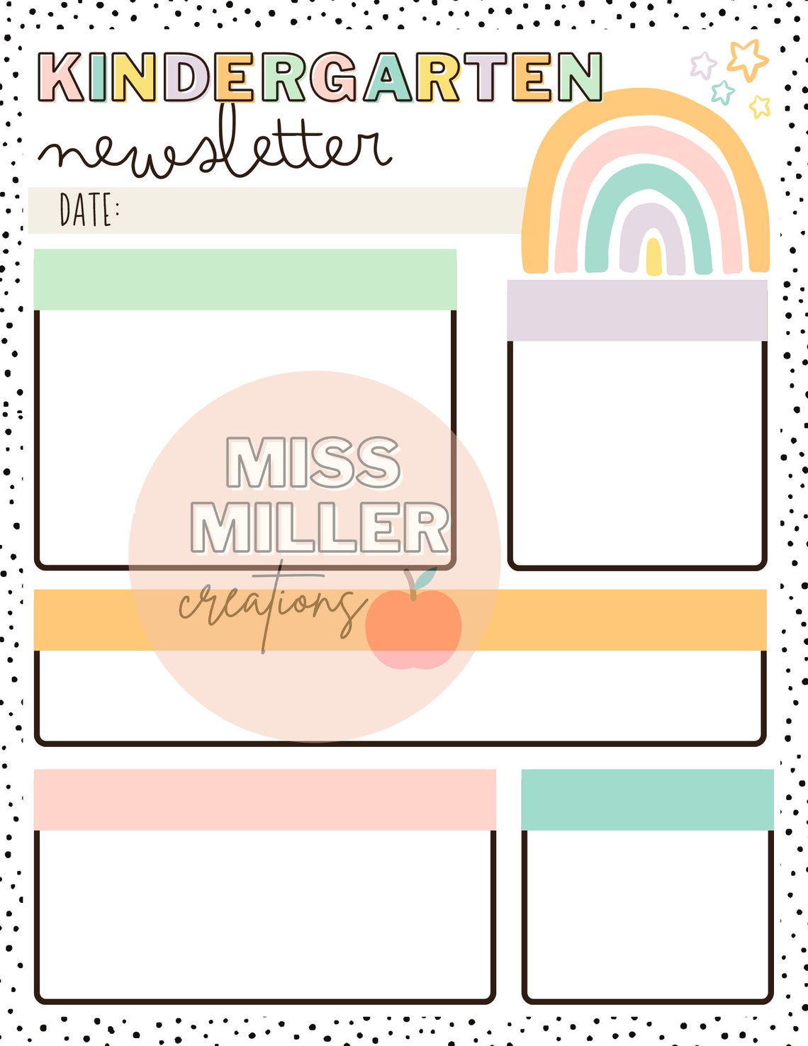 Pastel Boho Rainbow Classroom Newsletter editable - Etsy