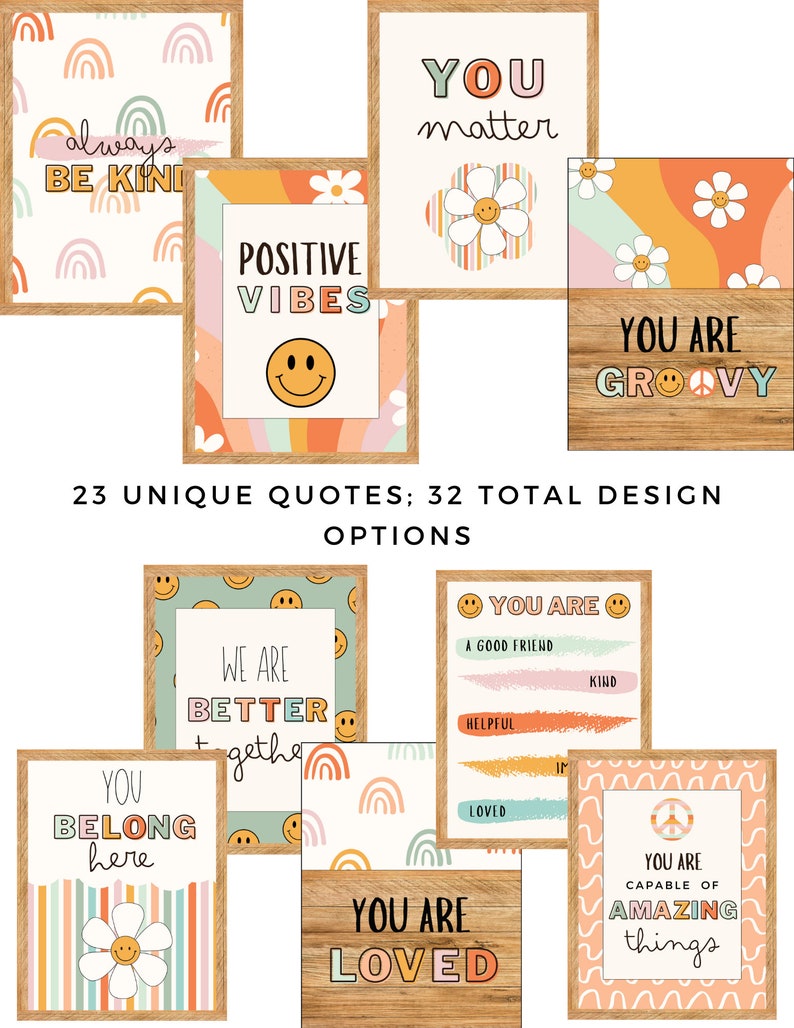 Groovy Boho Classroom Quote Posters - Etsy